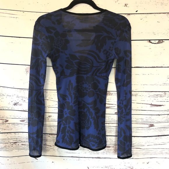 Johnny Heaven | Tops | Johnny Heaven Blue Black Floral Mesh Tunic Top ...